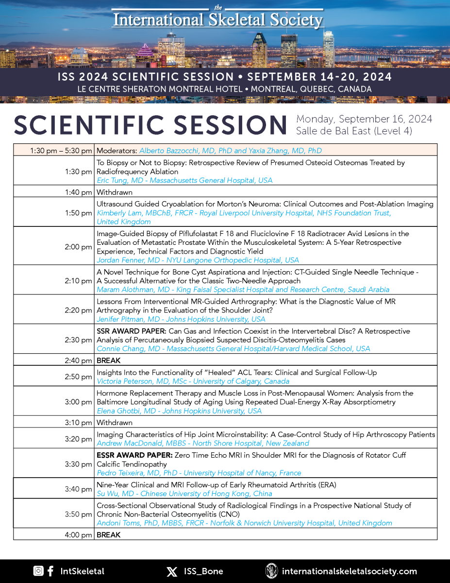 ISS 2024 - Scientific and Breakout Sessions | International Skeletal Society